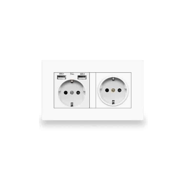 Dvigubas Elektros lizdas rozetė 220V / 5V usb su įmontuota slapta ...